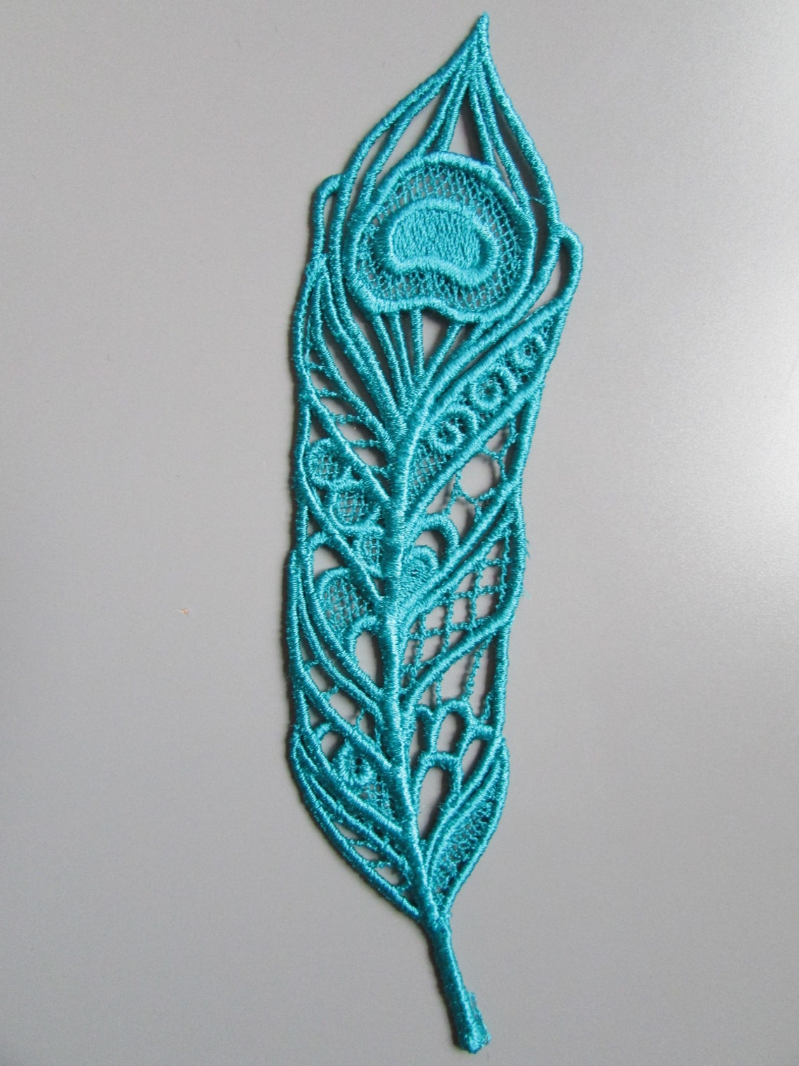 Embroidered Peacock Feather Lace Applique - Etsy Canada