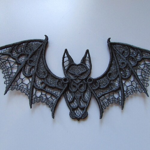Embroidered Bat Lace Applique With Moving Parts - Etsy
