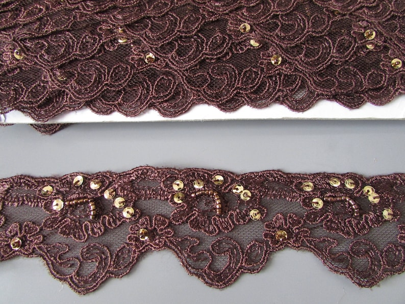 Embroidered sequin and beaded lace top quality x 1 metre | Etsy