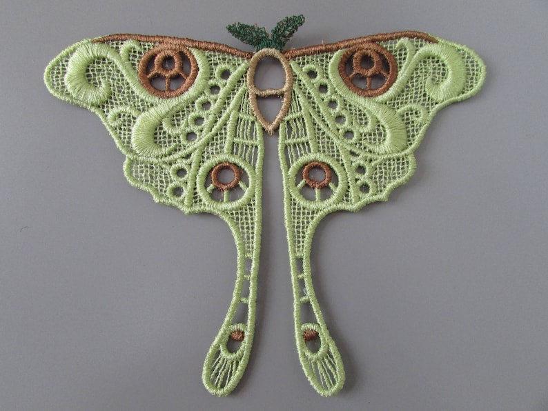 Luna Moth Embroidered Lace Applique - Etsy