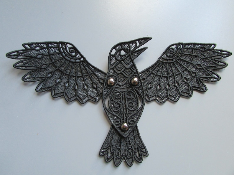Embroidered Lace Raven Applique Patch | Etsy Canada