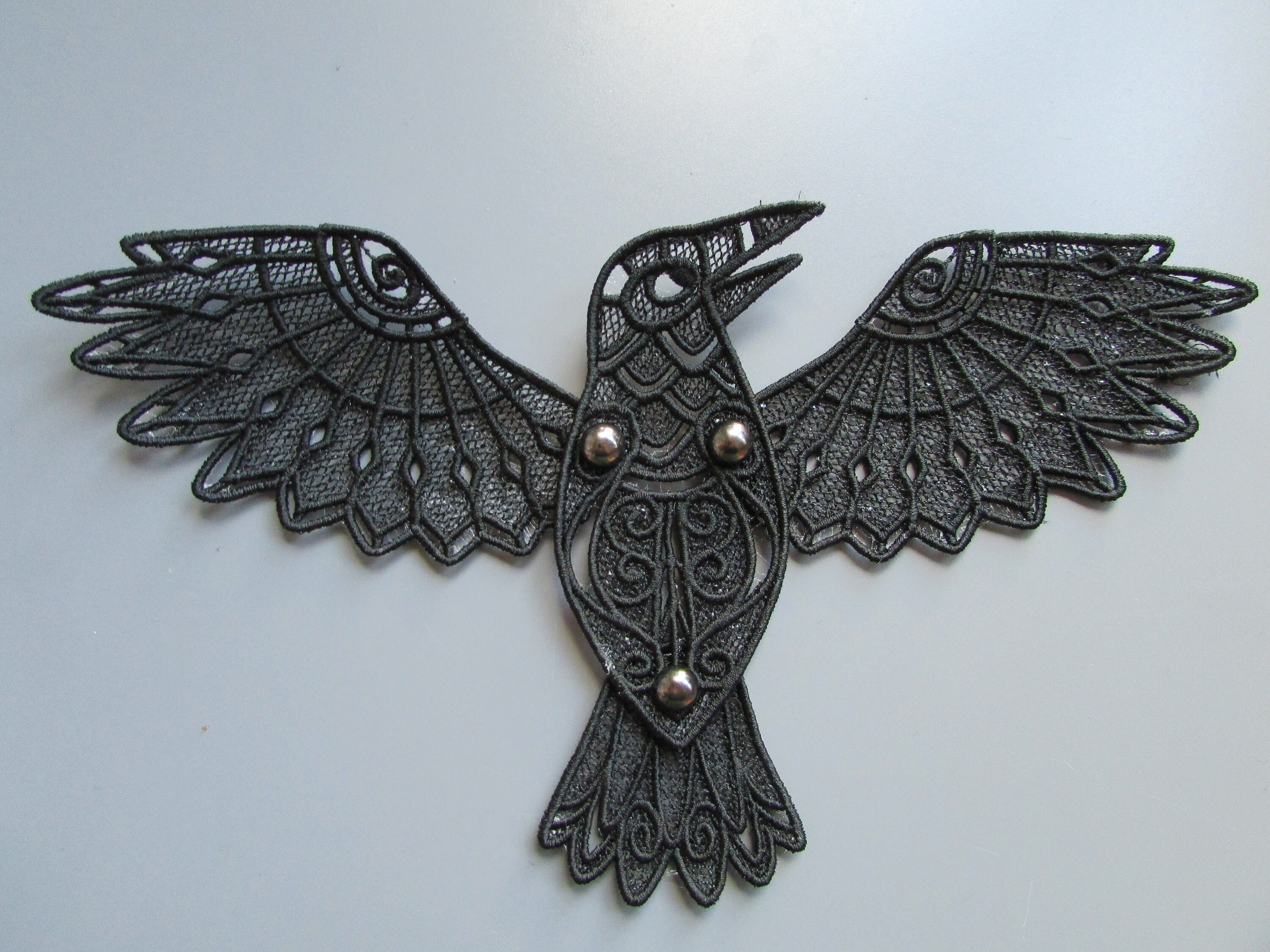Embroidered Lace Raven Applique Patch - Etsy UK