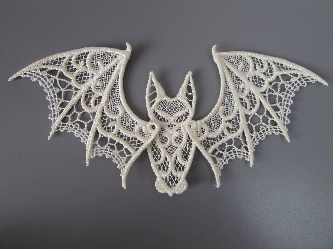 Embroidered Bat Lace Applique With Moving Parts - Etsy