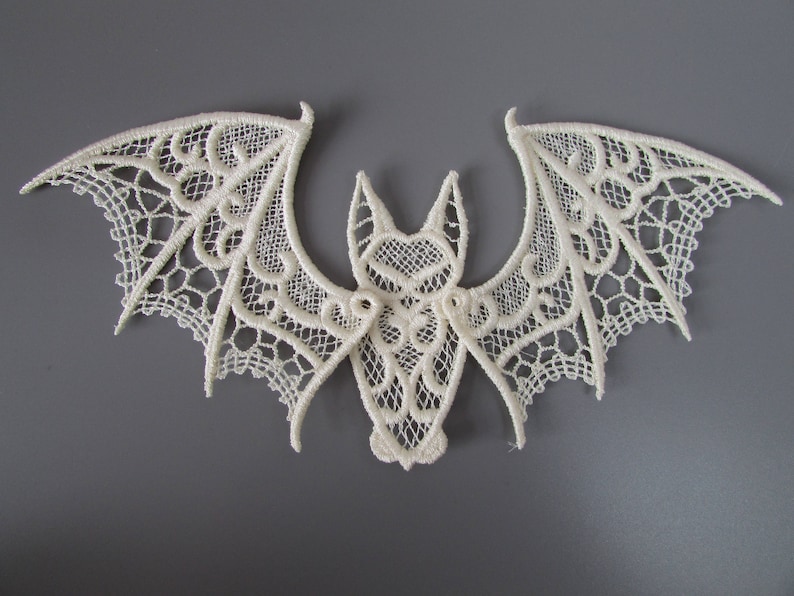 Embroidered Bat Lace Applique With Moving Parts - Etsy