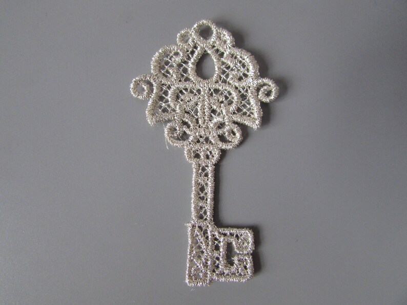 Embroidered Lace Metallic Key Applique You Choose Colour - Etsy