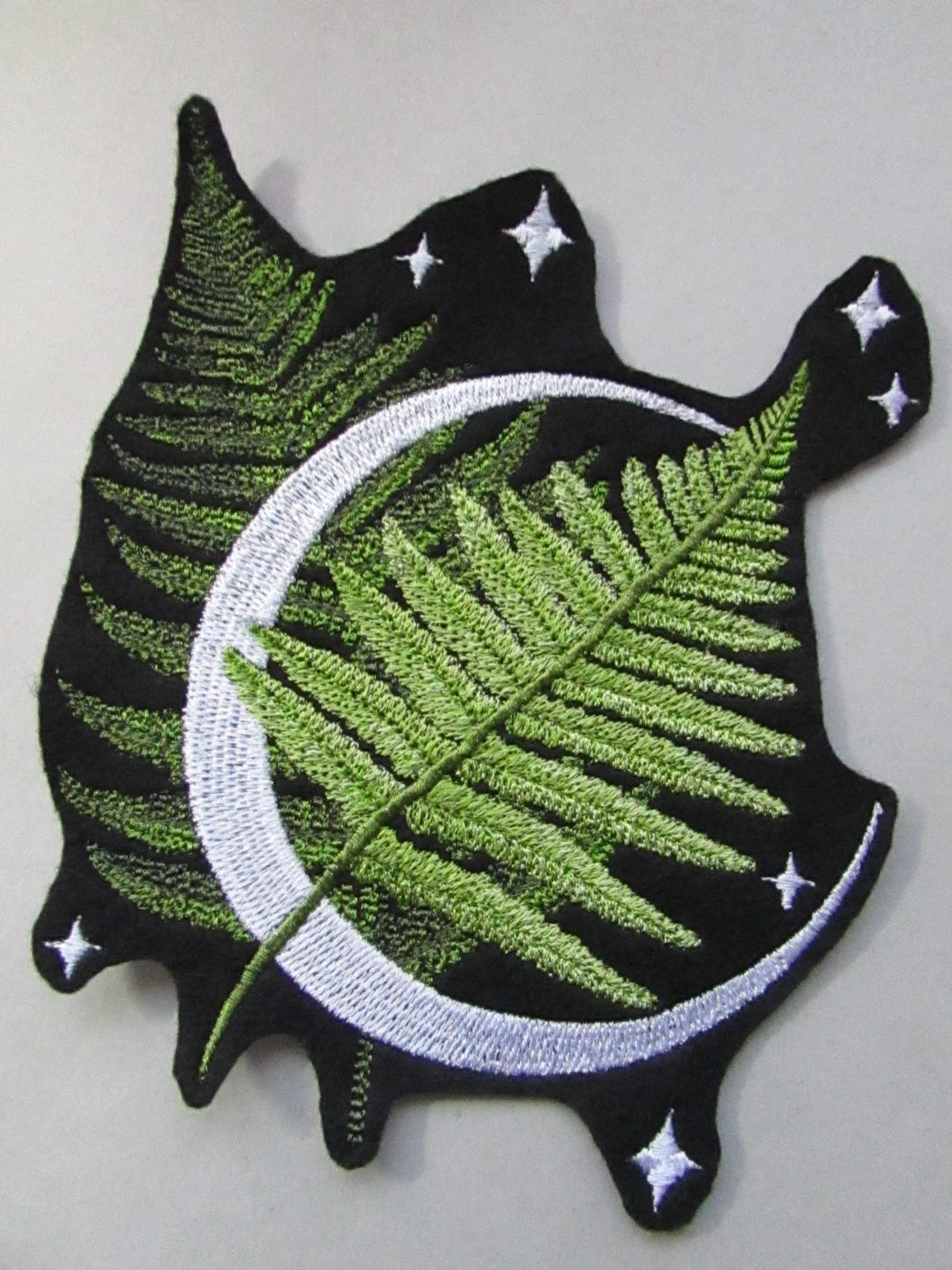 Moon With Ferns Embroidered Sew on Applique Patch - Etsy