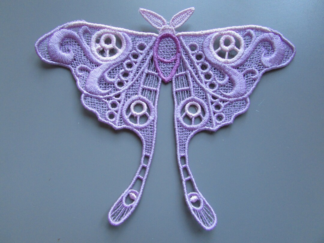 Luna Moth Embroidered Lace Applique - Etsy