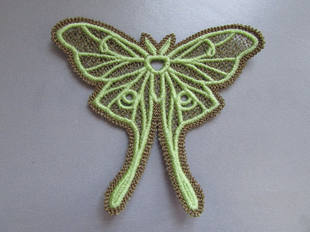 Luna Moth Embroidered Lace Applique - Etsy