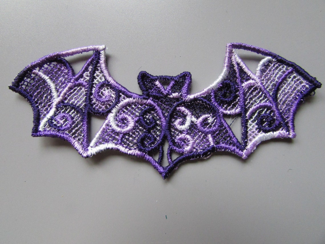 Embroidered Bat Lace Applique Variegated Purple 2 Sizes to Choose - Etsy