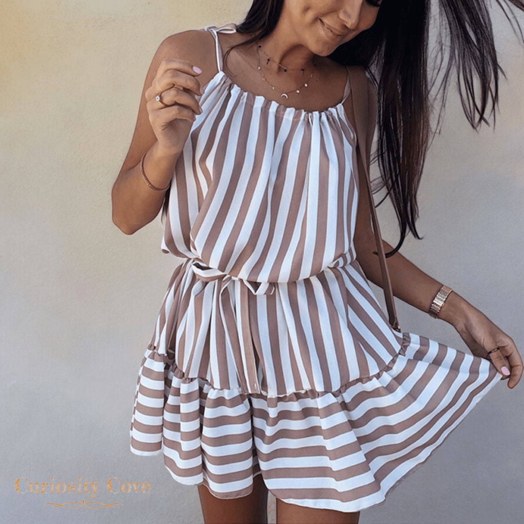Marina Stripe Sundress With Straps Cute Relaxed Sundress Beach Day Sun ...
