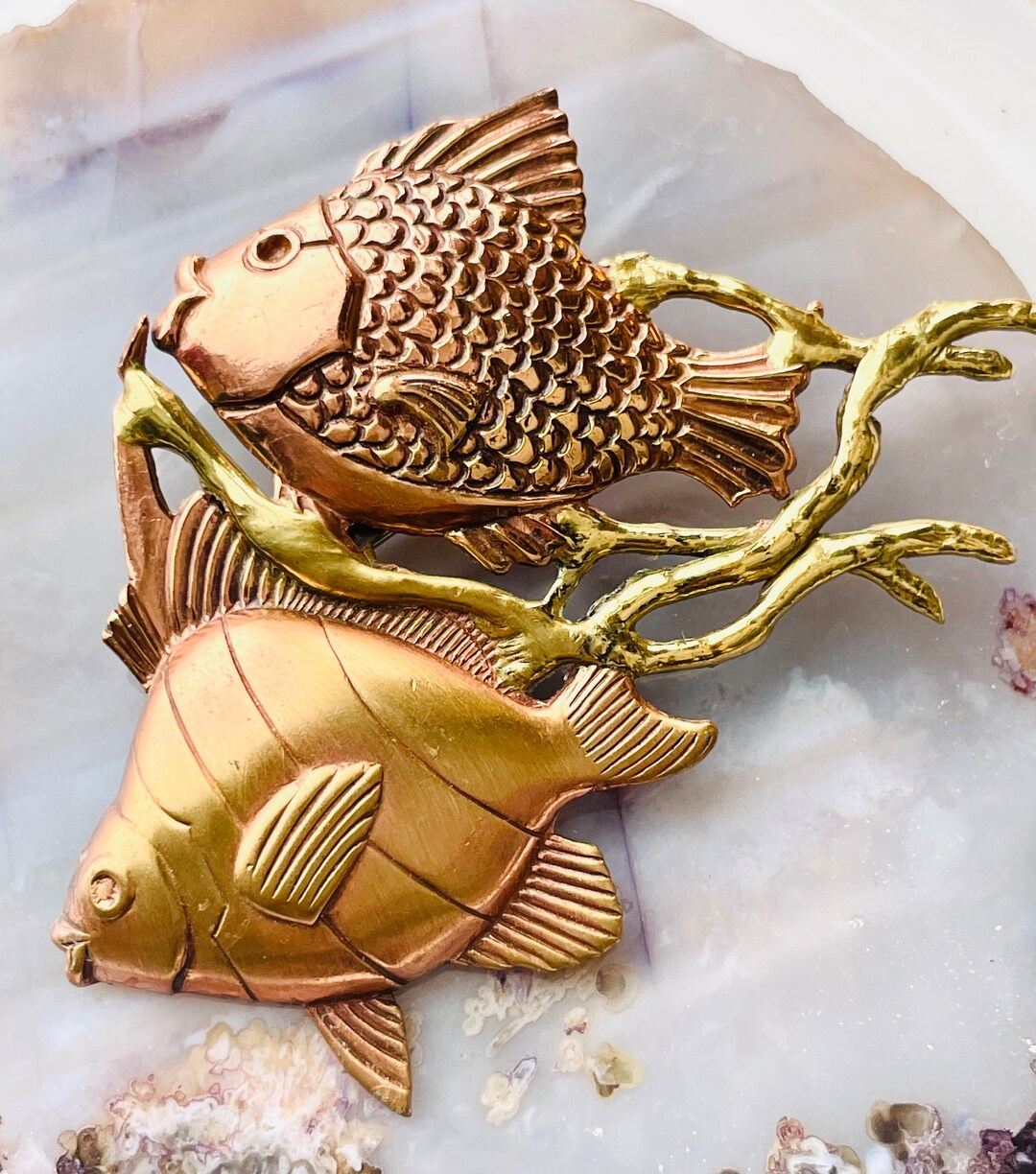 1980s Copper and Brass Whimsy Fish Brooch - Etsy