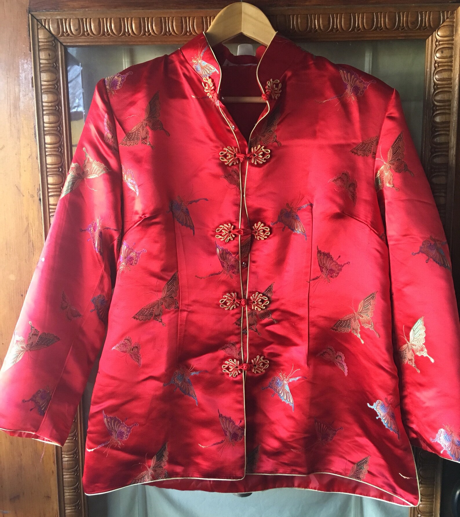 70s Cherry Red Silk Tang Jacket - Etsy