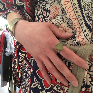 Antique Glass and Sterling Ring - Etsy