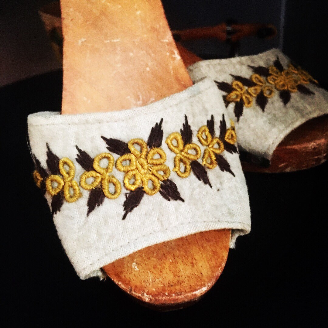 1960's Carved and Embroidered Clogs - Etsy