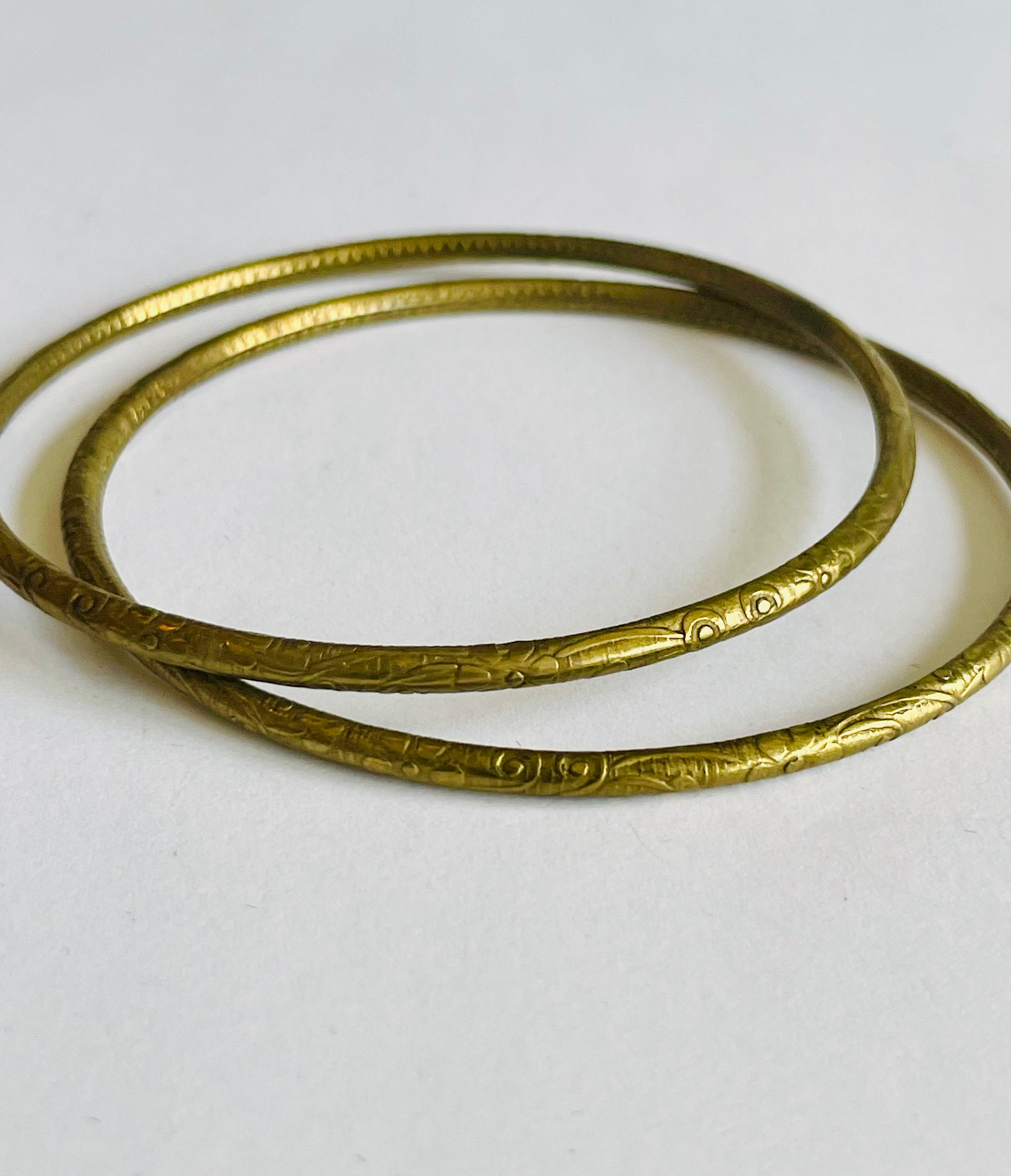 Pair of Delicate 70s Brass Bangles - Etsy
