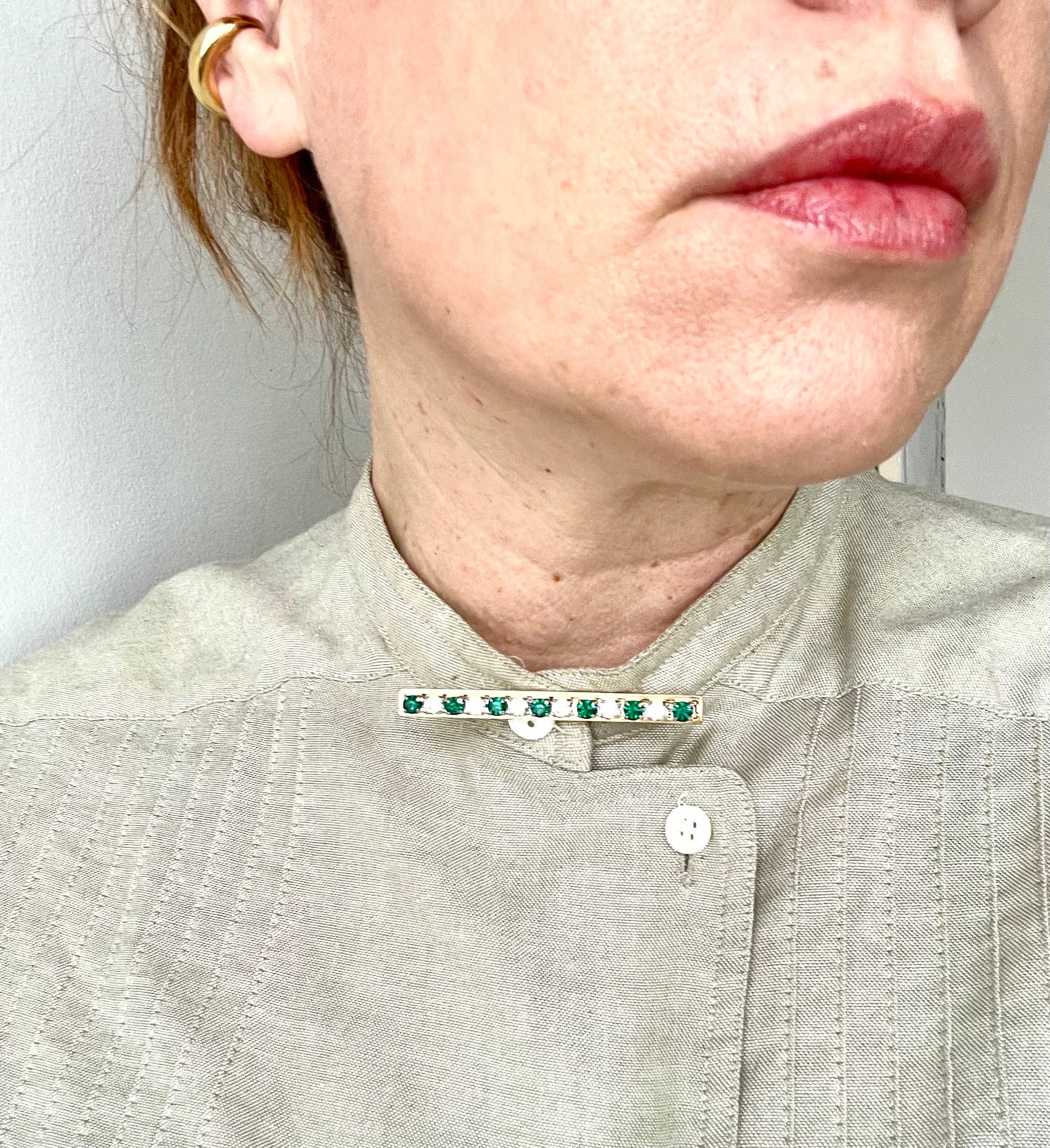 1980's Rhinestone Collar Pin - Etsy