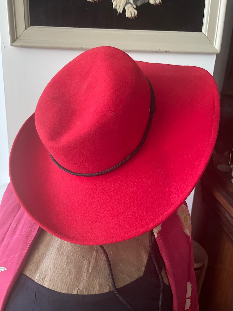 1970's Red Wool Soft Wide Rim Cowboy Style Boho Festival Hat - Etsy