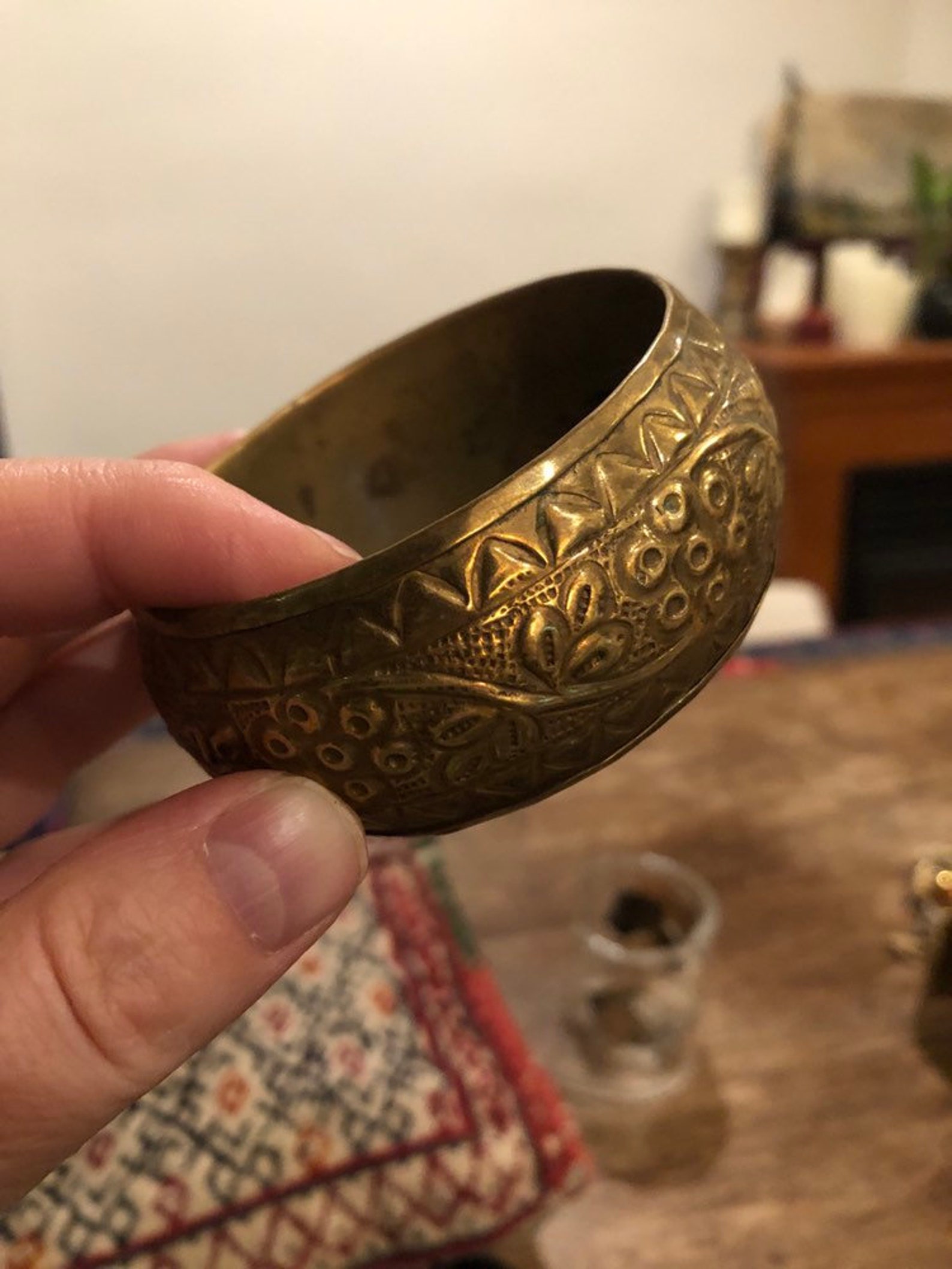 1970s Retro Boho Vintage Hammered Brass Boho Bangle - Etsy