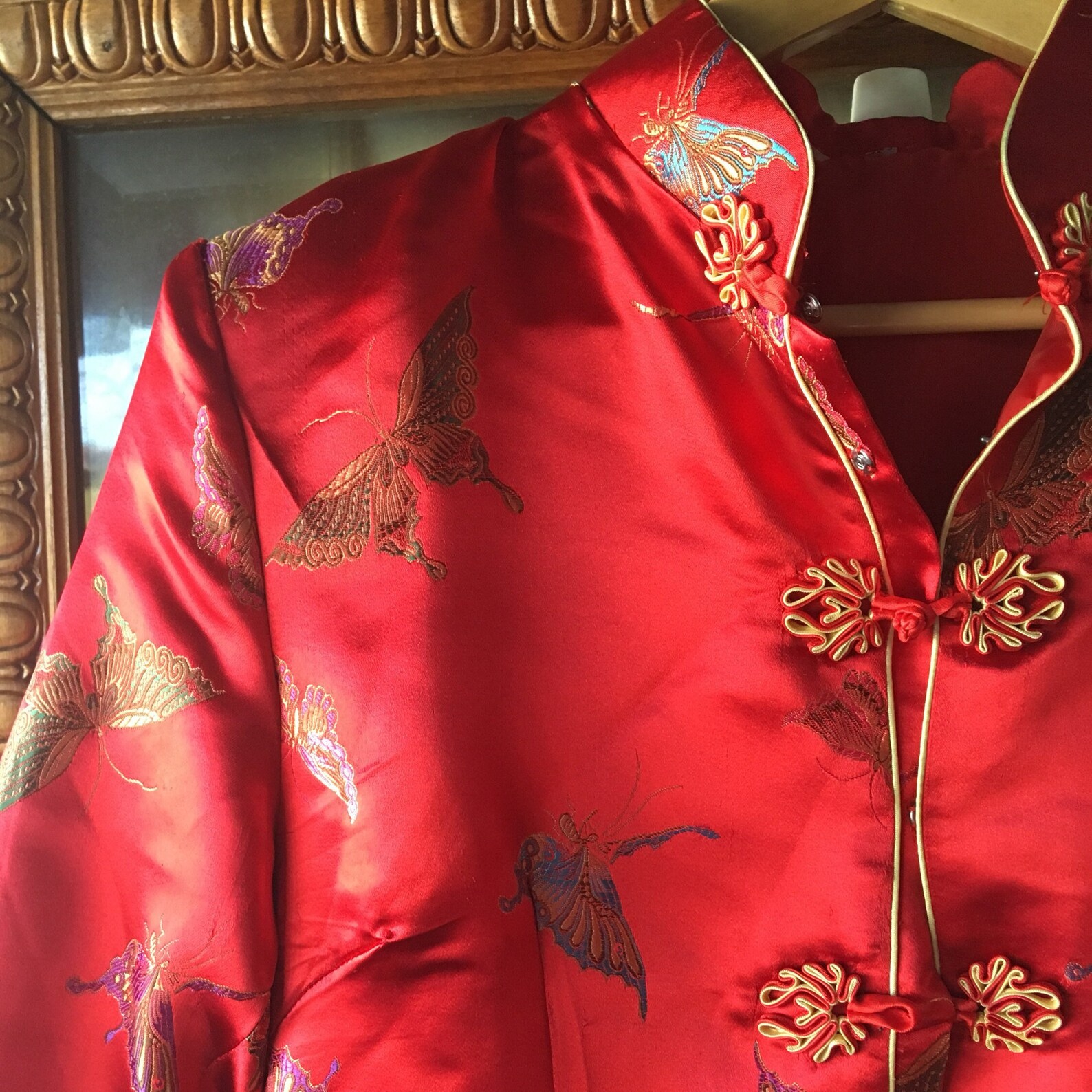 70s Cherry Red Silk Tang Jacket - Etsy