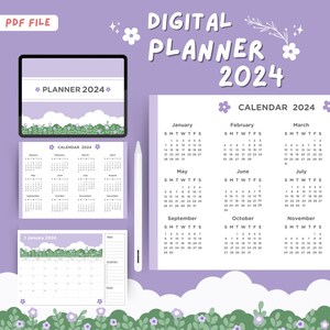 Purple and Flowers Garden Planner Templete 2024 - Etsy
