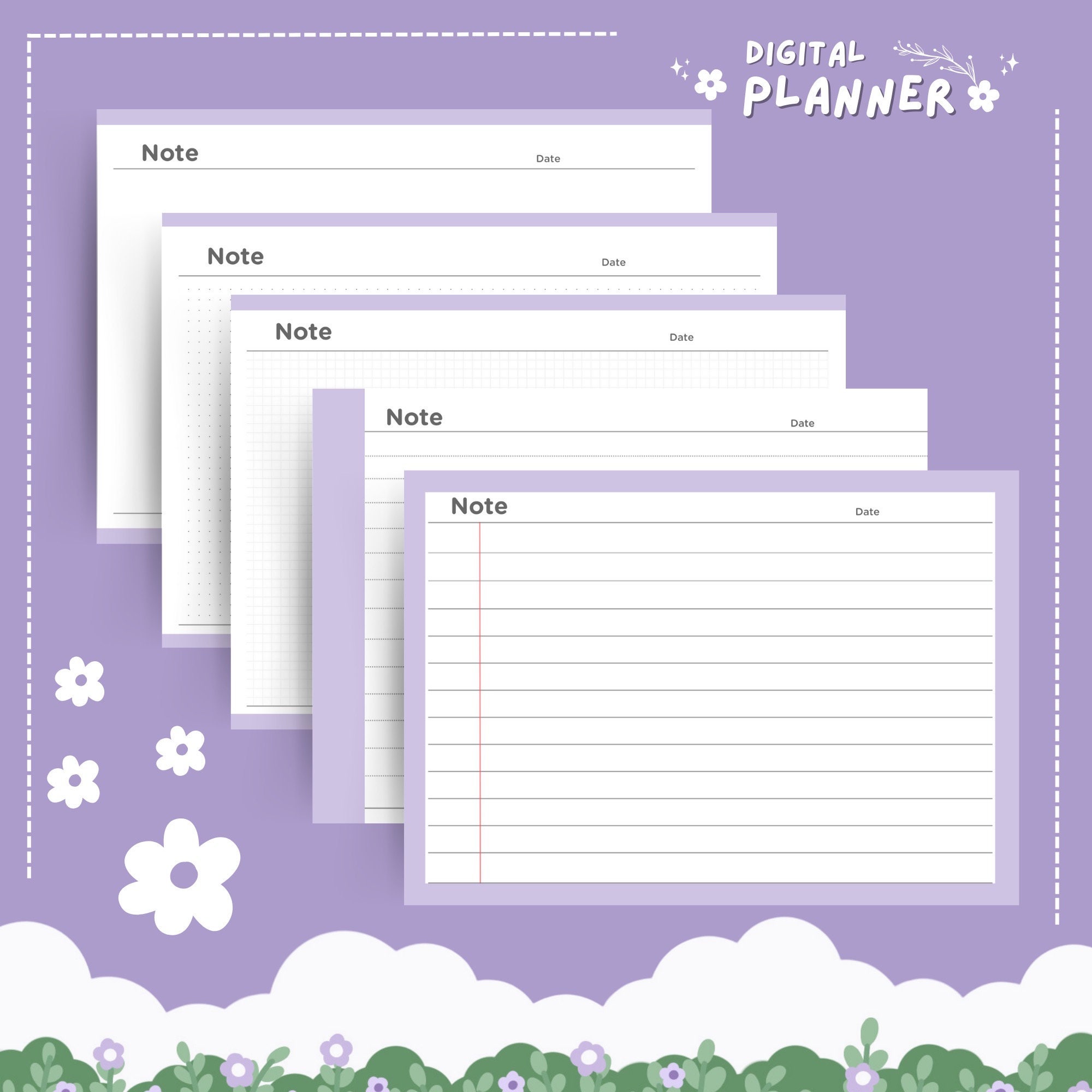Purple and Flowers Garden Planner Templete 2024 - Etsy