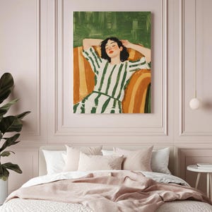 Still Life Woman Vintage Wall Art | Green Abstract Women Oil Painting ...