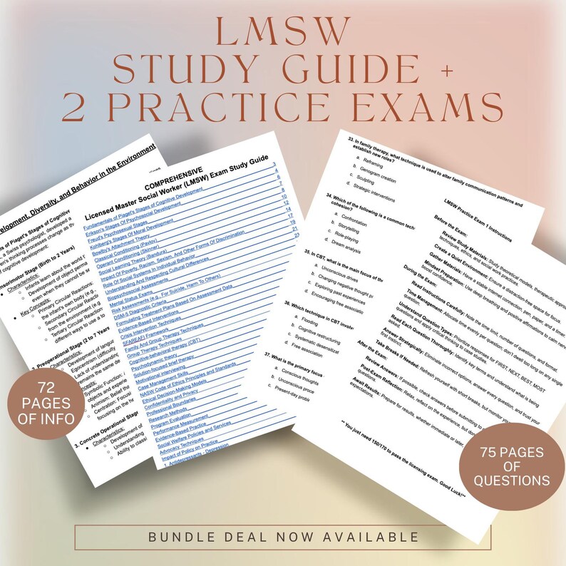 LMSW Exam Success BUNDLE: Comprehensive Study Guide & Practice Tests - Etsy