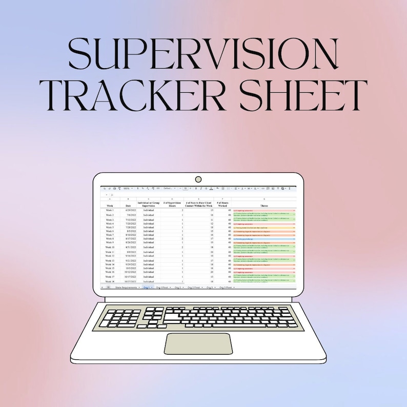 Supervision Hours Tracker Log - Etsy