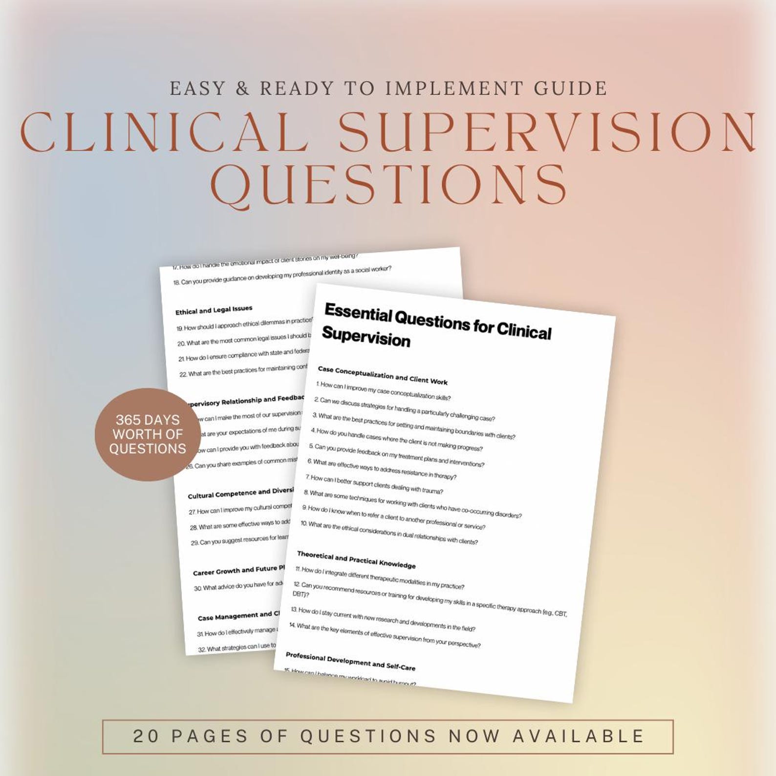 Clinical Supervision Questions: Social Worker & Therapist Tool (printable PDF) - Etsy
