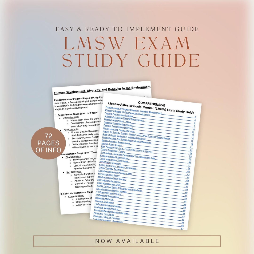 LMSW Exam Comprehensive Study Guide - Etsy