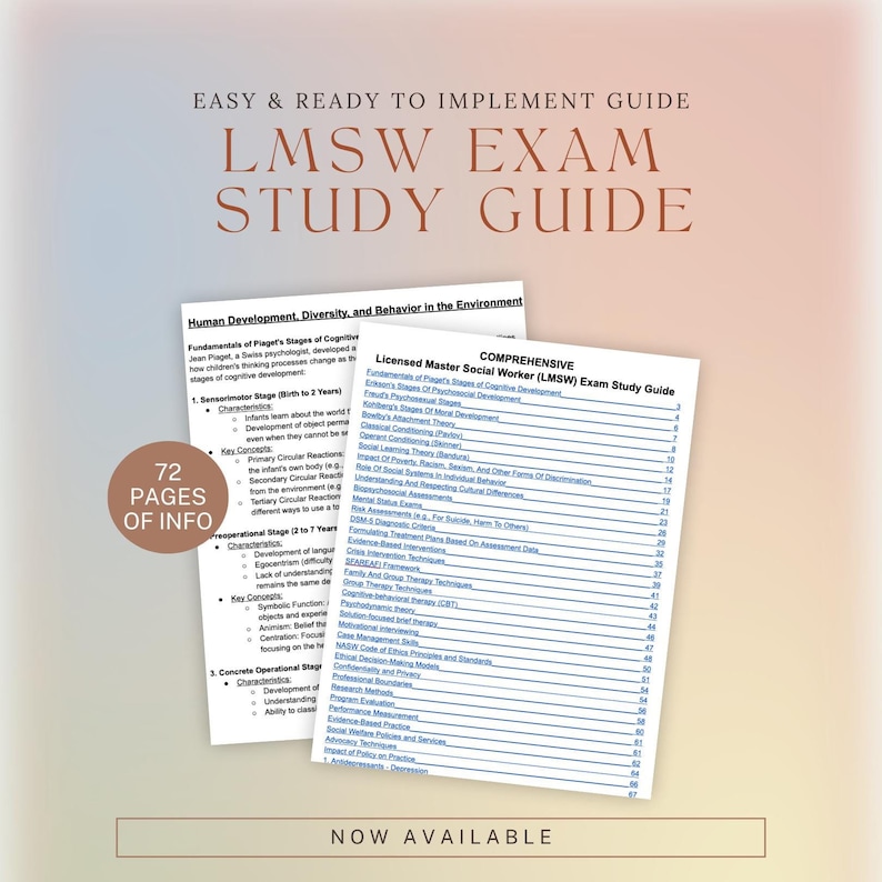 LMSW Exam Comprehensive Study Guide - Etsy