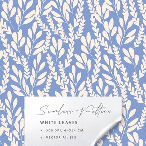 White Leaves. Digital Seamless Pattern Design. - Etsy