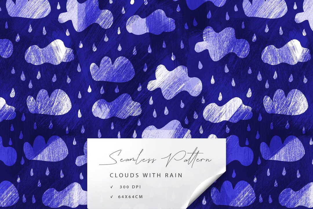 Clouds With Rain. Digital Seamless Pattern Design. - Etsy