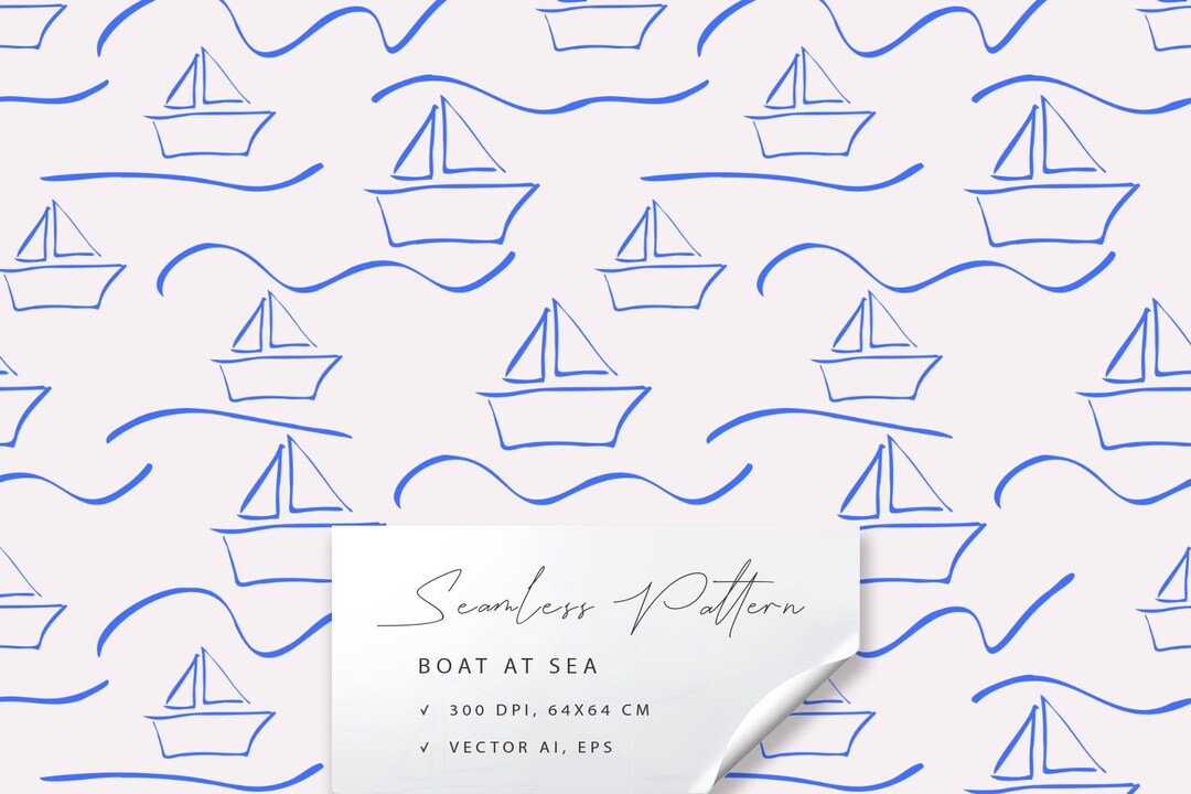 Boat at Sea Pattern. Digital Seamless Pattern Design. - Etsy