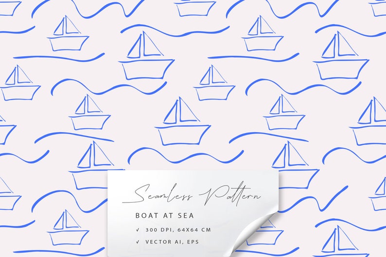 Boat at Sea Pattern. Digital Seamless Pattern Design. - Etsy