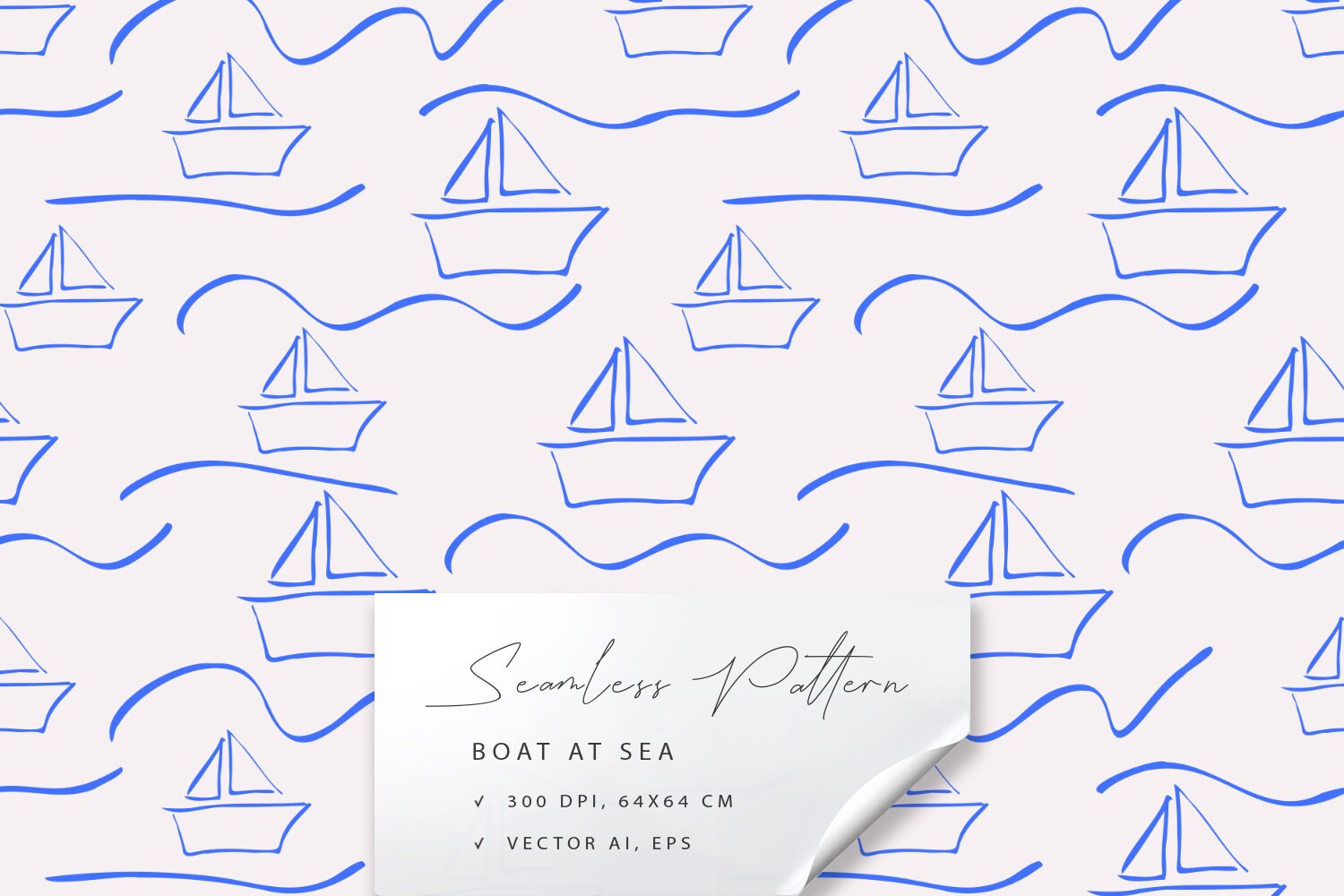 Boat at Sea Pattern. Digital Seamless Pattern Design. - Etsy