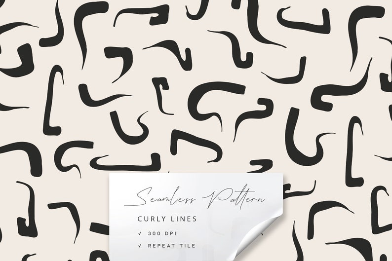 Curly Lines. Digital Seamless Pattern Design. - Etsy
