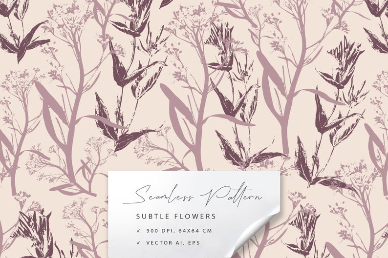 Subtle Flowers. Digital Seamless Pattern Design. - Etsy