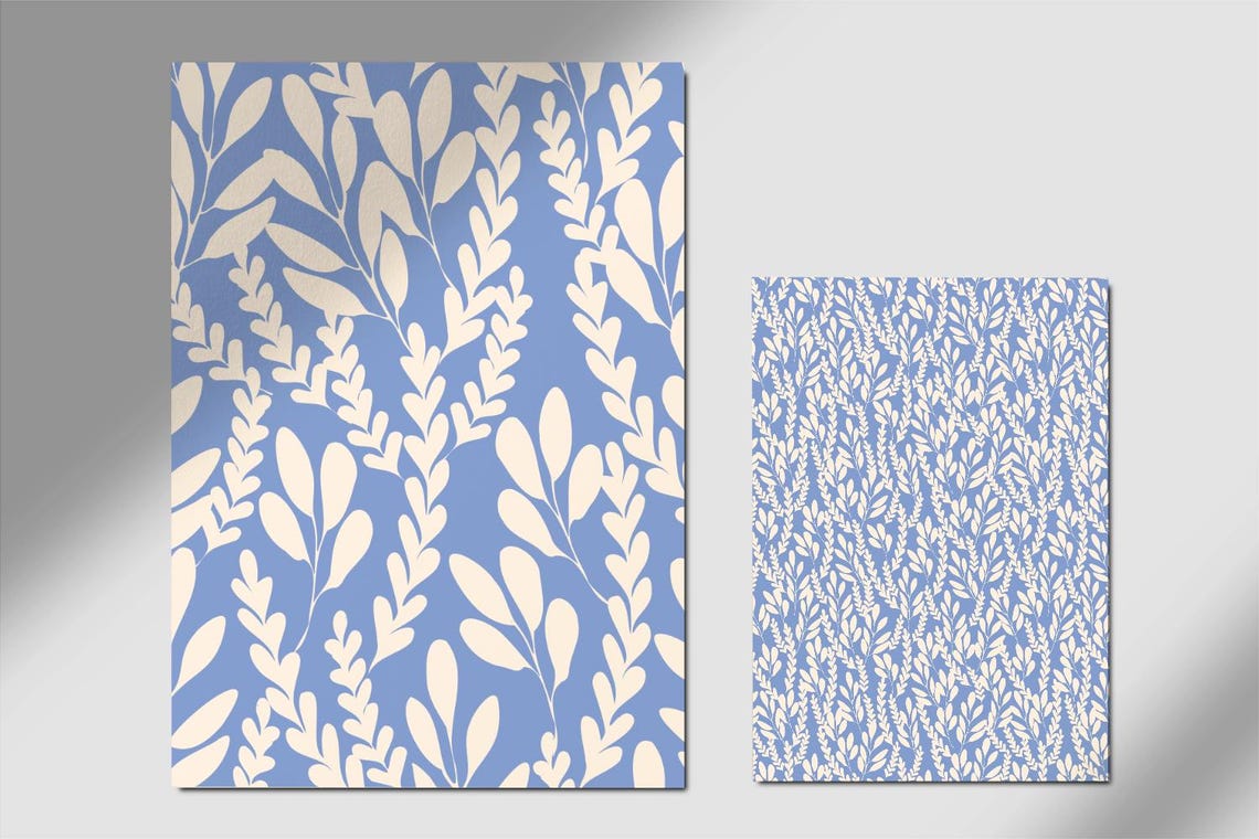 White Leaves. Digital Seamless Pattern Design. - Etsy