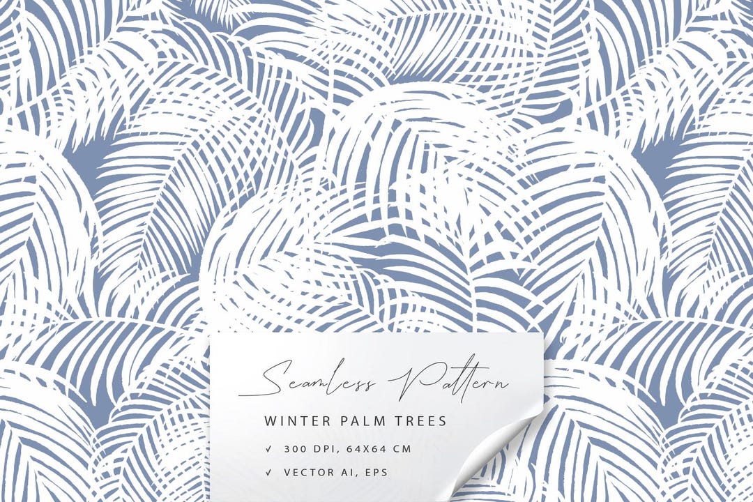 Winter Palm Trees. Digital Seamless Pattern Design. - Etsy