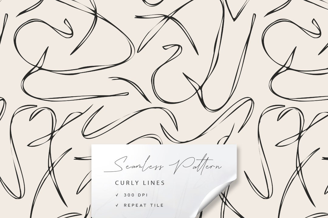 Curly Lines. Digital Seamless Pattern Design. - Etsy