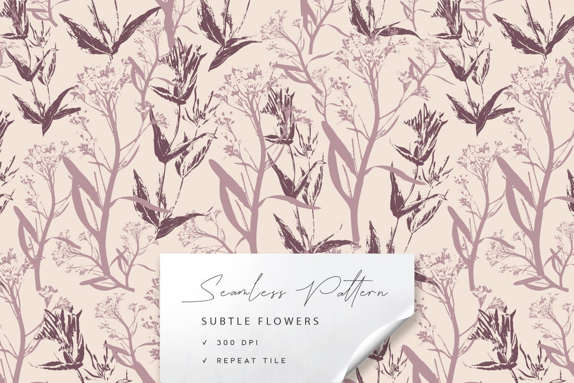 Subtle Flowers. Digital Seamless Pattern Design. - Etsy