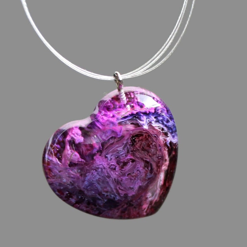 Resin Heart Necklace - Etsy UK