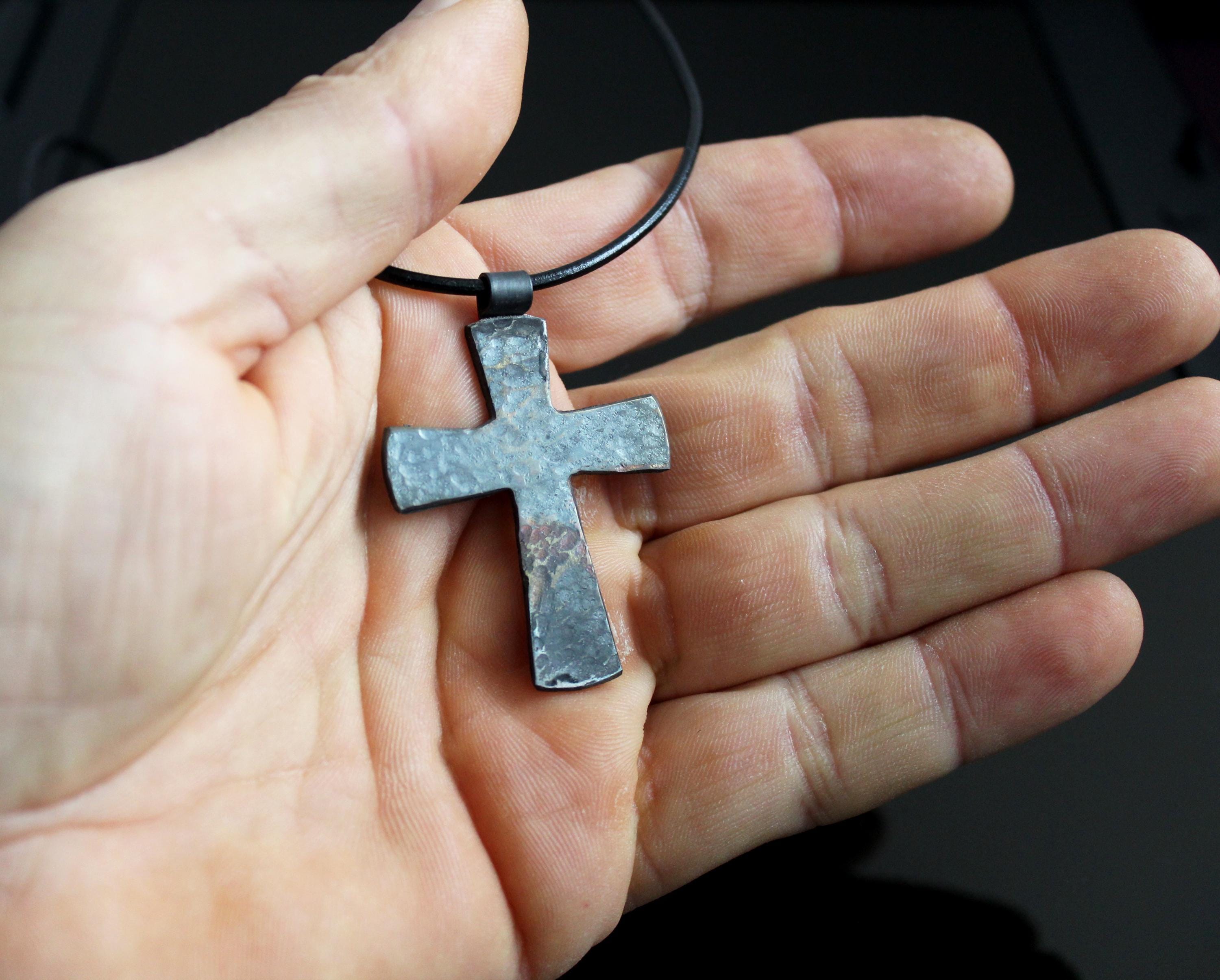 Blacksmith Cross Jewelry, Forged Cross Necklace, Wrought Iron Cross ...