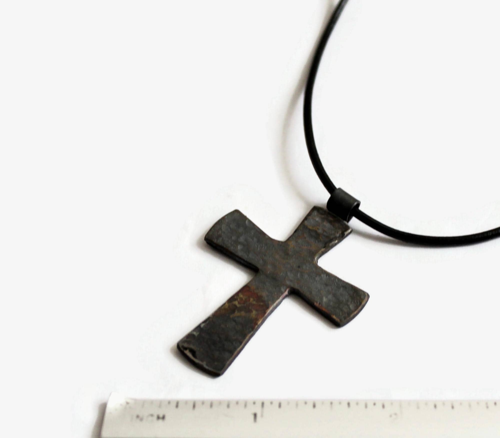 Blacksmith Cross Jewelry, Forged Cross Necklace, Wrought Iron Cross ...