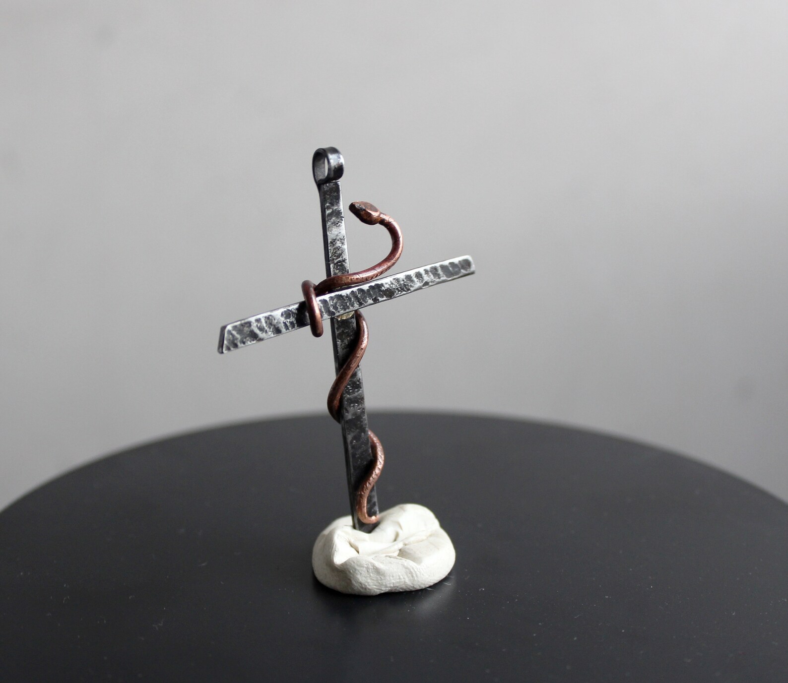 Snake Cross Pendant, Forged Iron Cross Necklace, Catholic Cross ...