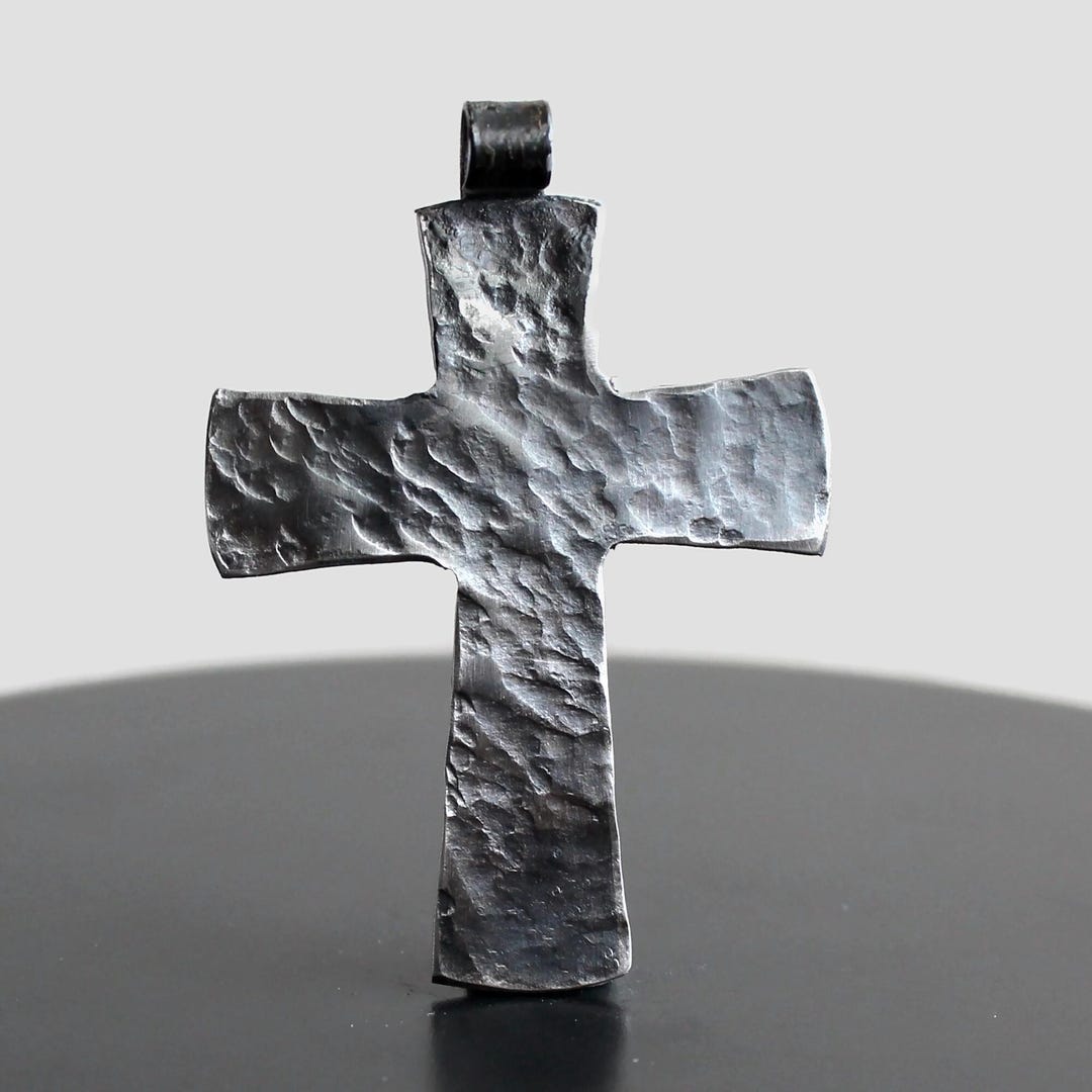 Blacksmith Cross Jewelry, Forged Cross Necklace, Wrought Iron Cross ...