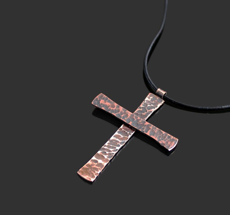 Hand Forged Copper Cross Pendant Necklace, Rustic Oxidized Finish - Etsy