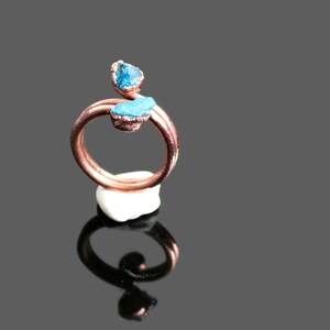 Raw Apatite Electroformed Ring, Blue Apatite Copper Ring ...
