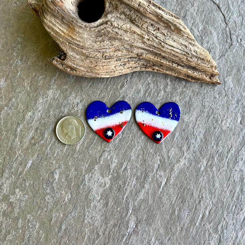 ENAMELED EARRING Pair, Enameled Charms, Enameled Jewelry, Copper Enamel ...